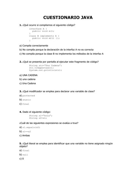 Cuestionario Java