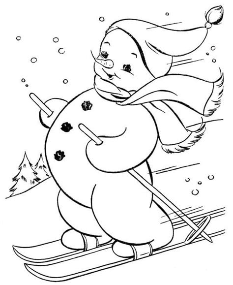 Coloriage Bonhomme De Neige Skie Télécharger Et Imprimer Gratuit Sur