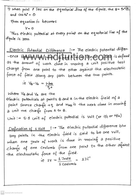 Electrostatic Handwitten Notes For 12th Class Physics