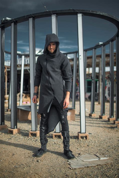 Assassin Zip Asymmetrical Hoodie Burning Man Playa Jacket Trench Coat