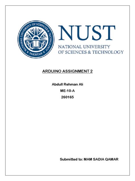 Arduino Assignment 2 Abdull Rehman Ali Me 10 A 260165 Pdf Sensor