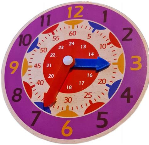 ZEGAR DREWNIANY DO NAUKI GODZIN Zegarek 14CM ERLI Pl