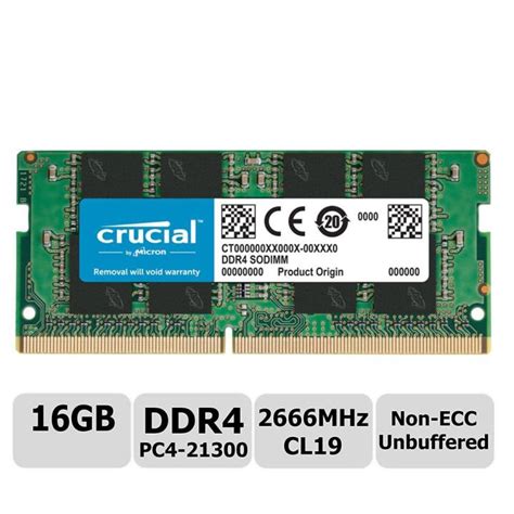 Crucial 16gb Single Ddr4 2666 Mts Pc4 21300 Dr X8 Sodimm 260 Pin