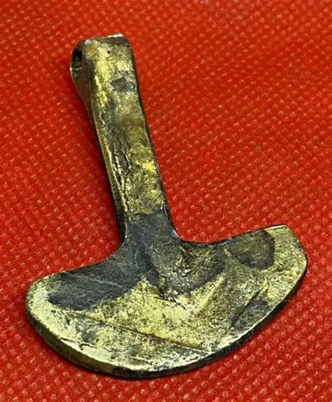 Ancient Twisted Viking Bronze Hammer Thors Axe Amulet Pendant 10th