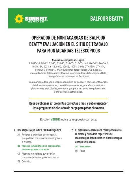 Balfour Beatty Forklift Operator Quiz Answers Span Pdf Máquina