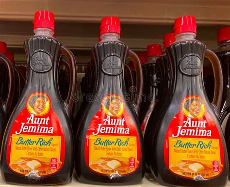 Bottles Of Aunt Jemima Original Pancake Syrup On Grocery Shelf Editorial Stock Image Image Of