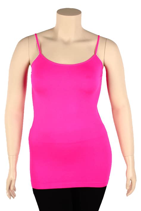 Plus Size Long Cami Tank Top Stretch Layering Spaghetti Strap Os Fits