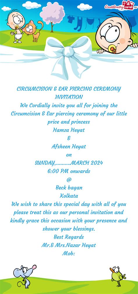 Circumcision And Ear Piercing Ceremony Invitation Free Cards