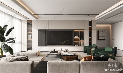 现代轻奢家居客厅3d模型下载【id1142736657】知末3d模型网