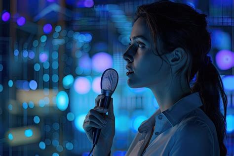 Businesswoman Using Voice Recognition Software For Dictation Premium