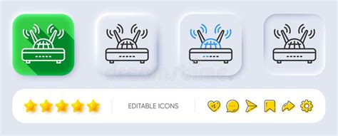Wifi Router Line Icon Computer Component Sign Internet Symbol Neumorphic Buttons Vector