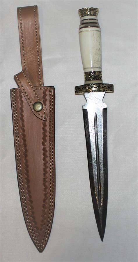 Damascus Hunting Knife Bone Handle