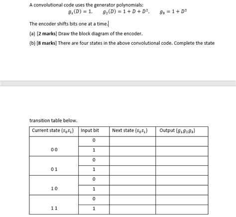 Solved A Convolutional Code Uses The Generator Polynomials