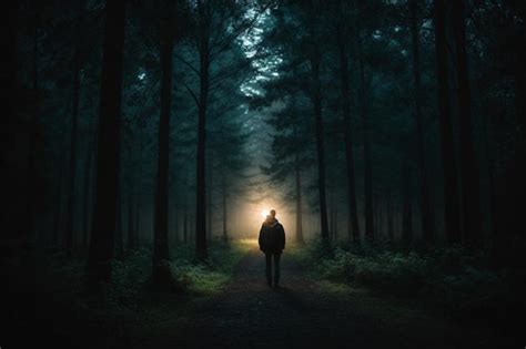 Premium Ai Image Silhouette Of Lone Man In Forest
