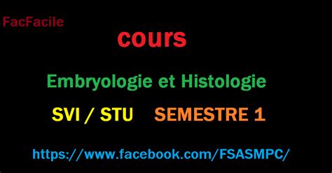 Cours De Embryologie Et Histologie S1 Facfacile