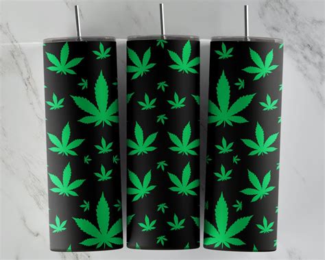 Cannabis Leaf Sublimation Design For Tumblers Frosted Glass Image