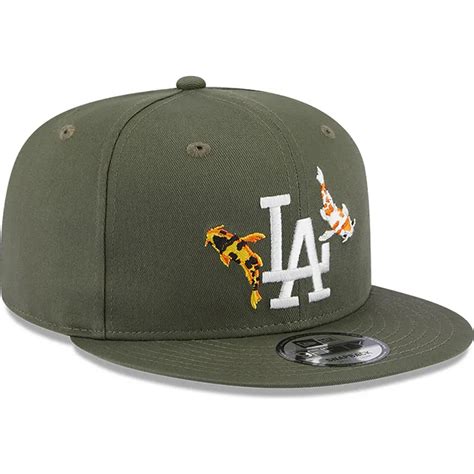 New Era Flat Brim 9fifty Koi Fish Los Angeles Dodgers Mlb Green