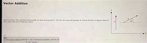 Solved Vector Addition Vector A Points In The Y Direction Chegg Com