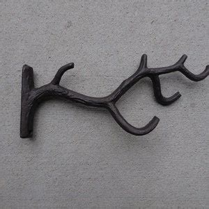 Rustic Tree Branch Large Wall Hook Woodland Nature Cast Iron Metal Or Gold Coat Rack Bath Towel