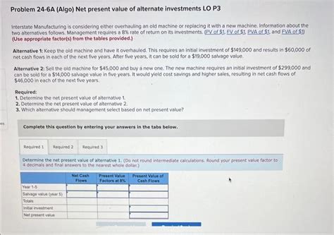 [solved] problem 24 6a algo net present value of alterna