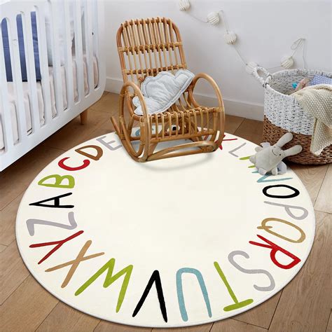 Livebox Colorful Abc Round Rug Alphabet Play Room Rug