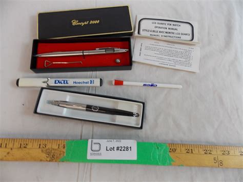 Lcd Quartz Pen Watch And Other Pens Bodnarus Auctioneering