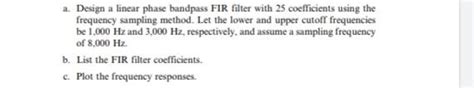 Solved A Design A Linear Phase Bandpass Fir Filter With 25