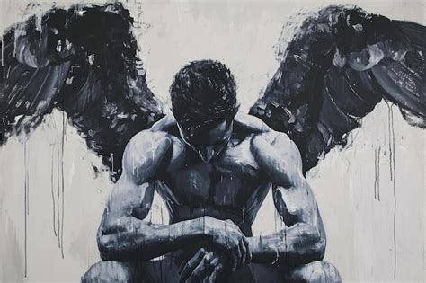 Premium Photo Dark Man Black Angel Generate Ai
