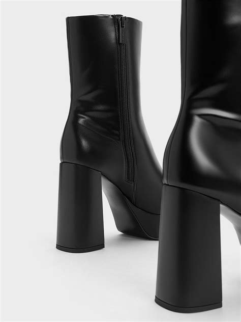 Black Platform Side Zip Ankle Boots Charles And Keith Sg