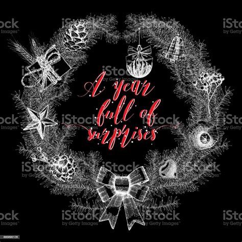 1 년 놀람 휴일 인사말 카드에 대 한 필기 크리스마스 소원의 Handdrawn 글자입니다 크리스마스와 새 해 직접 디자인 카드 12월에 대한 스톡 벡터 아트 및 기타