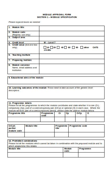 Free Approval Forms In Pdf Ms Word Excel