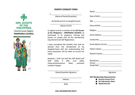 GSP Parent Consent Form For Membership 2023 Central Luzon Region