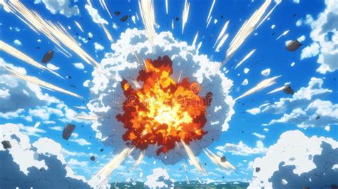 Colorful Cloud Explosion Creating Shockwave In The Sky Stock