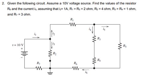 Solved Given The Following Circuit Assume A 10v Voltage