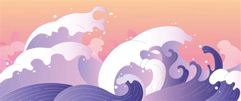Traditional Japanese Wave Pattern Vector Elegant Hand Drawn Oriental