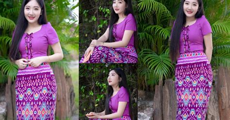 မြန်မာဆန်တဲ့ ရိုးရိုးယဉ်ယဉ်၀တ်စုံလေး၀တ်ဆင်ကာ သေးသွယ်ကျစ်လျစ်တဲ့ဘော