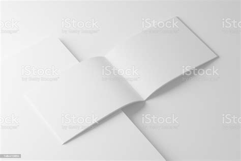 A4 조경 안장 스티치 Bifold 브로셔 화이트 블랭크 3d 렌더링 모형 0명에 대한 스톡 사진 및 기타 이미지 0명 3