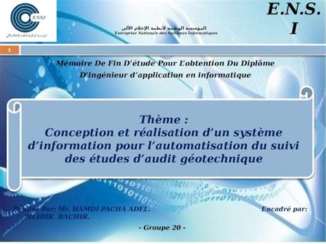 Pptx Conception Et Réalisation Dun Système Dinformation Pour L