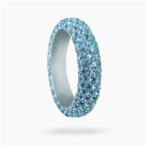 Anillo de oro blanco con aguamarinas Joyería Luque