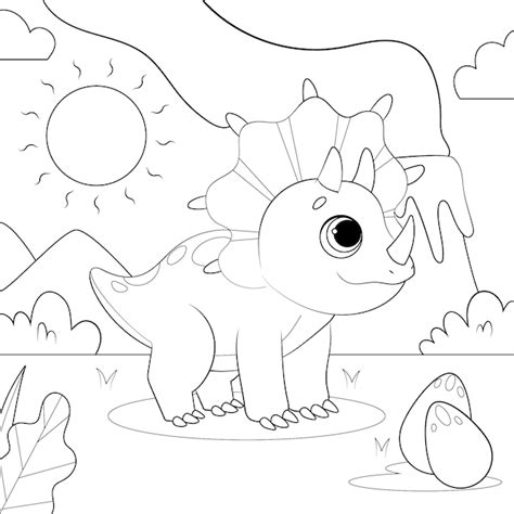 Free Vector Hand Drawn Dinosaur Coloring Book Illustration