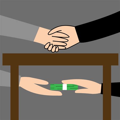 Illustration Of Two People Giving Bribe Money Under The Table Vector