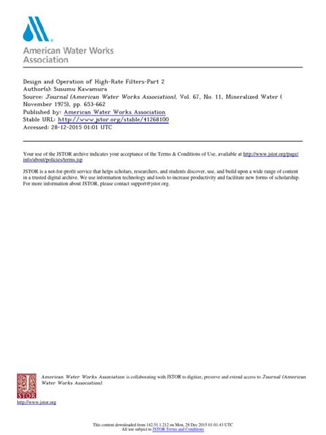 Design And Operation Of High Rate Filters Part 2 Pdf Physical