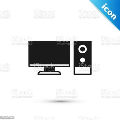 흰색 배경에서 격리된 회색 컴퓨터 모니터 아이콘입니다 Pc 구성 요소 기호입니다 벡터 0명에 대한 스톡 벡터 아트 및 기타