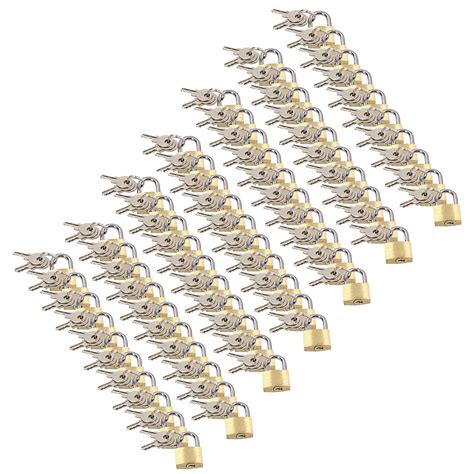 20mm Mini Brass Padlock Set For Suitcases Luggage Rucksacks Tents 60pc