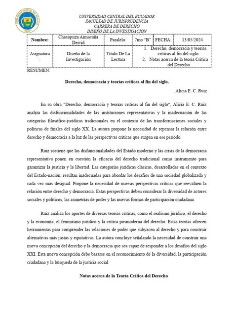 Resumen Cap 1 2 Pdf La Teoría Crítica Jurisprudencia