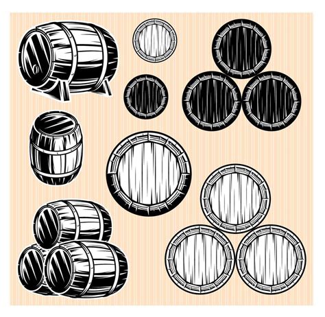 Set Monochromatic Patterns With Barrels For Beverages 51442367 Vector