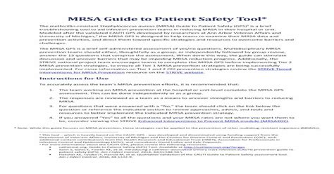 Pdf Mrsa Guide To Patient Safety Tool · Mrsa Guide To