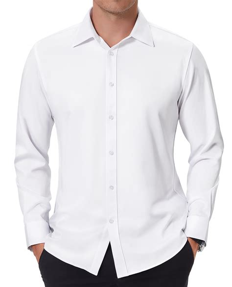 Mens Dress Shirts Slim Fit Dress Shirts For Men Long Sleeve Stain