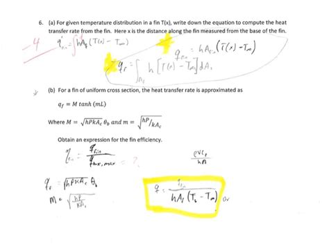 Solved For Given Temperature Distribution In A Fin Tx