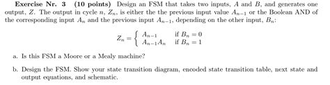 solved exercise nr 3 10 ﻿points ﻿design an fsm that takes